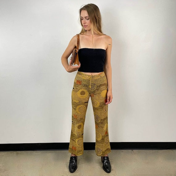 1960s-70s Gold Mini Dress and Pant Set / Groovy eye-c… - Gem