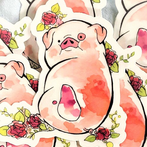 Watercolor Waddes Sticker Gravity Falls Sticker Waddles the - Etsy