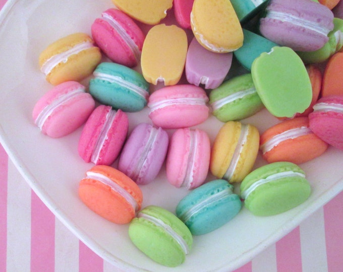 3 Multicolor Miniature Half Macaron Resin Cabochons 268 - Etsy