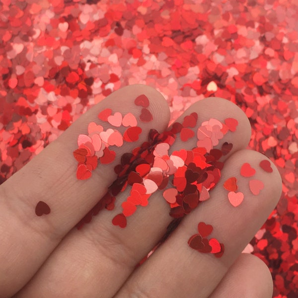 Red Glitter Hearts - Etsy