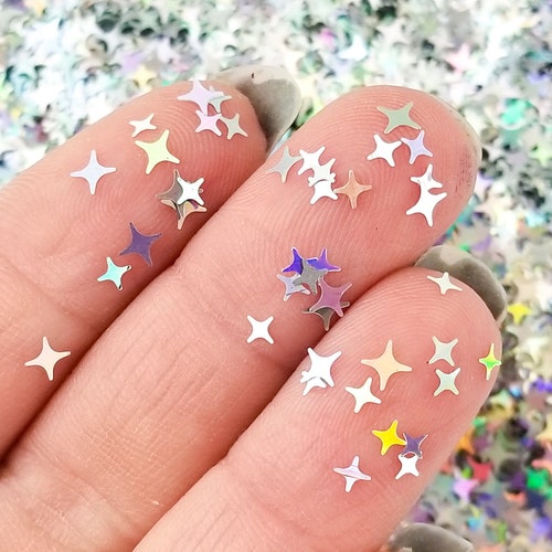 Clear Blue Iridescent Shift 4 Point Star Glitter Confetti | Etsy