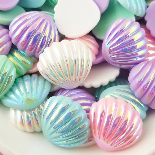 5 Iridescent Pearly Seashell Shell Cabochons Ab Seashells - Etsy