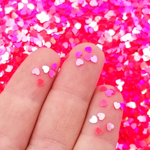 Neon Pink Iridescent Shift Heart Glitter Solid Heart Glitter - Etsy