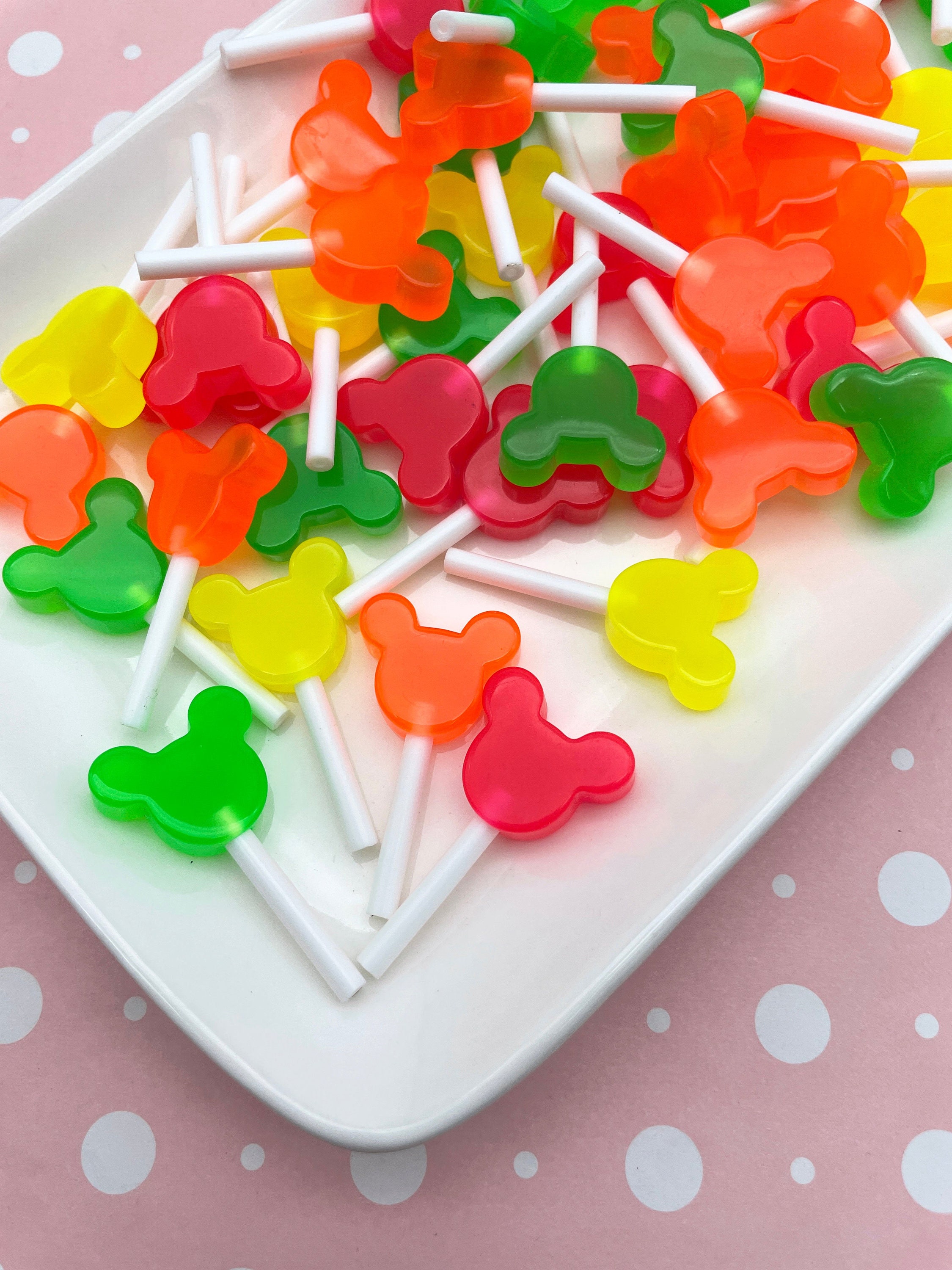 4 Neon Candy Colored Resin Mouse Ear Fake Candy Sucker - Etsy