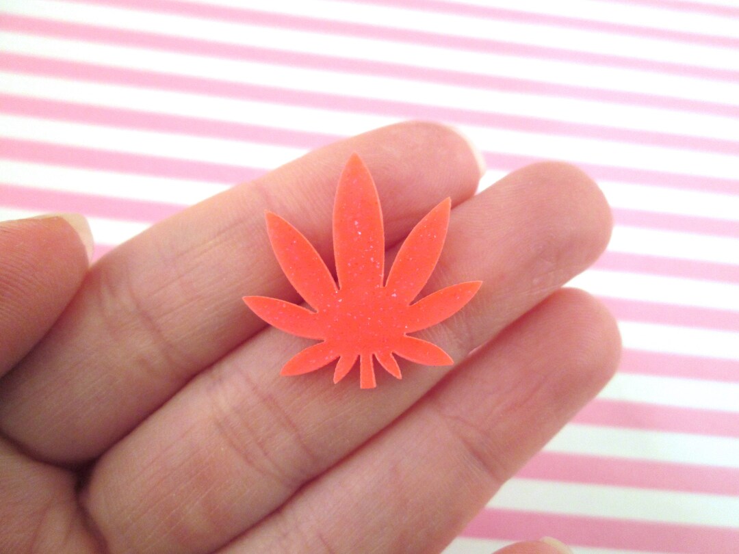 3 Watermelon Pink Flatbacked Laser Cut Acrylic Plastic Pot Leaf ...