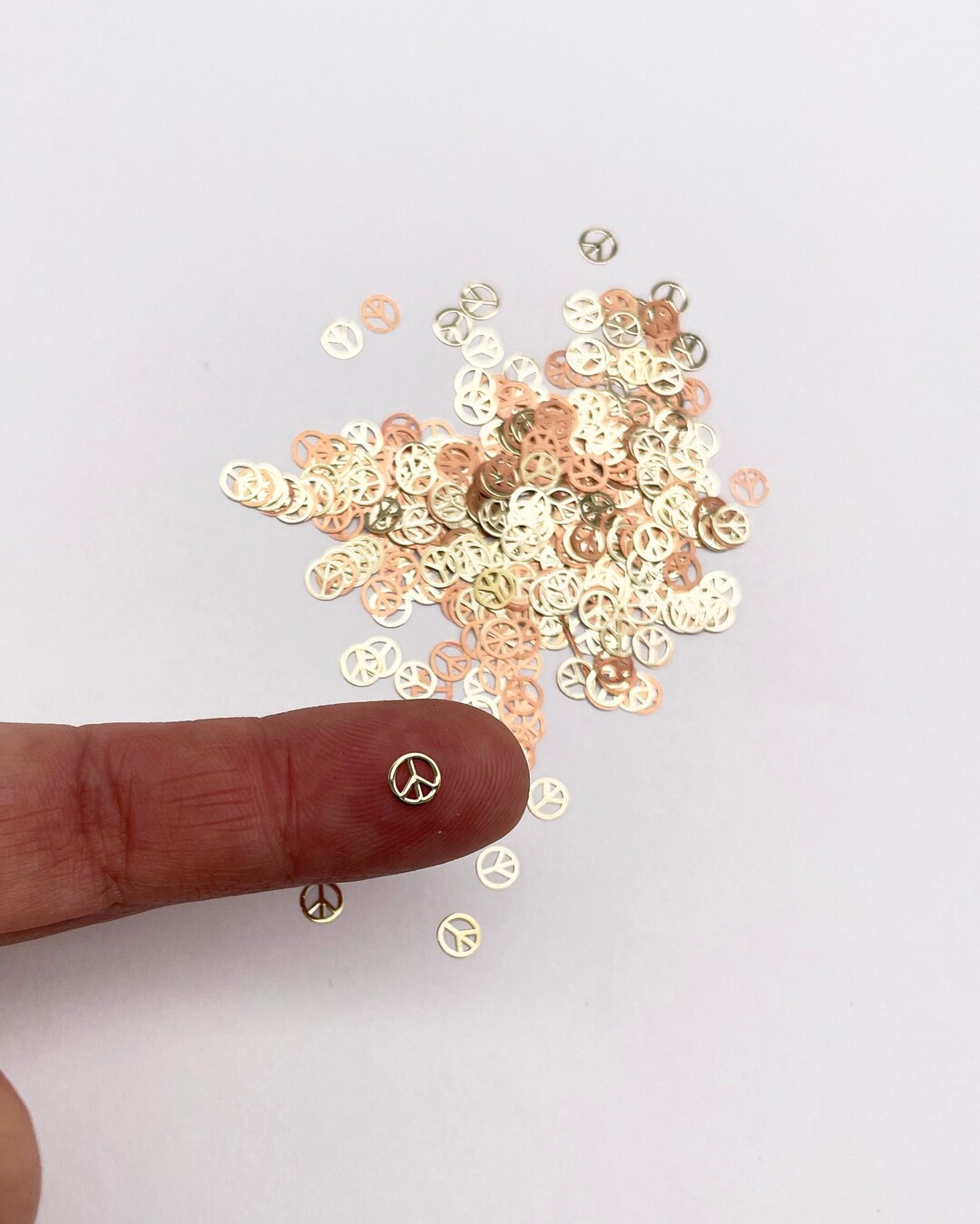 50 Tiny 5mm Gold Toned Metallic Peace Symbol Nail Cabochons, Cute ...