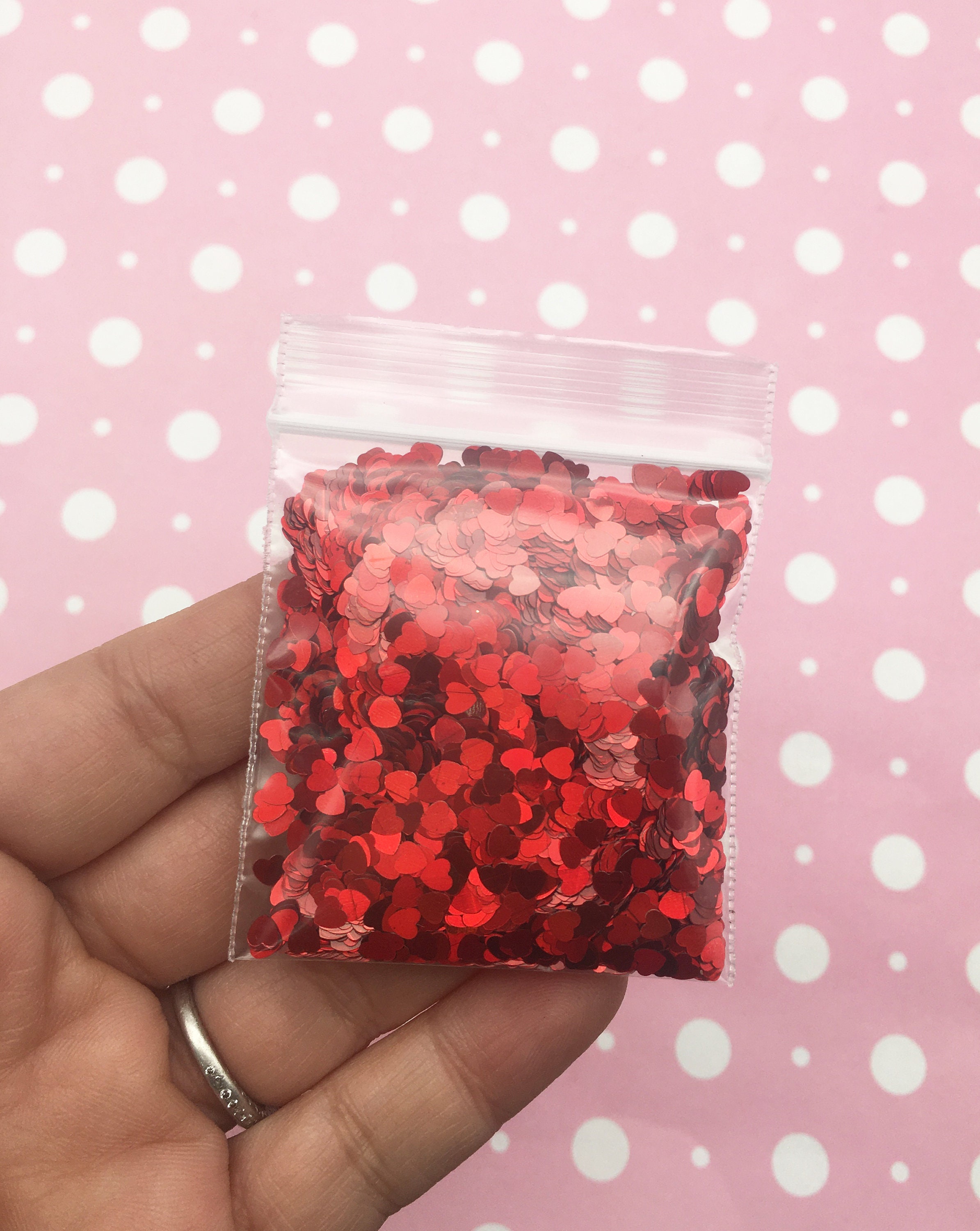 Red Mirrored Iridescent Solvent Resistant Holo Shift Heart Glitter, T92 ...