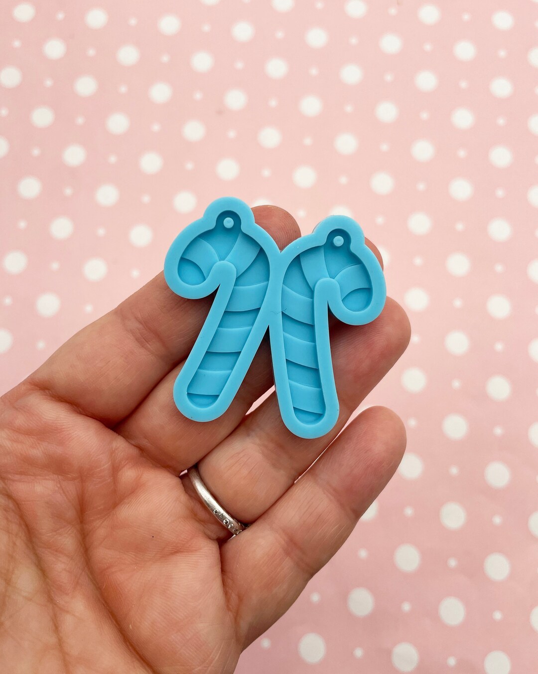 Double Cavity Christmas Candy Cane Holiday Themed Cabochon Ornament ...