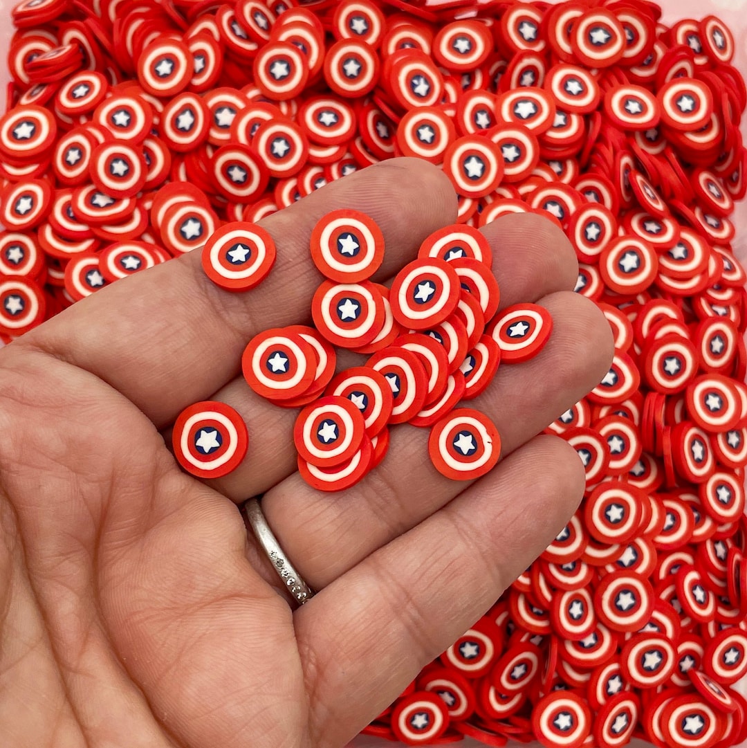 Large 11mm Patriotic Round American Flag Shield Polymer Clay Nail ...