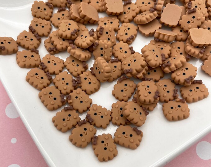 6 Miniature Graham Cracker Biscuit Cookie Cabochons, Resin Crackers ...