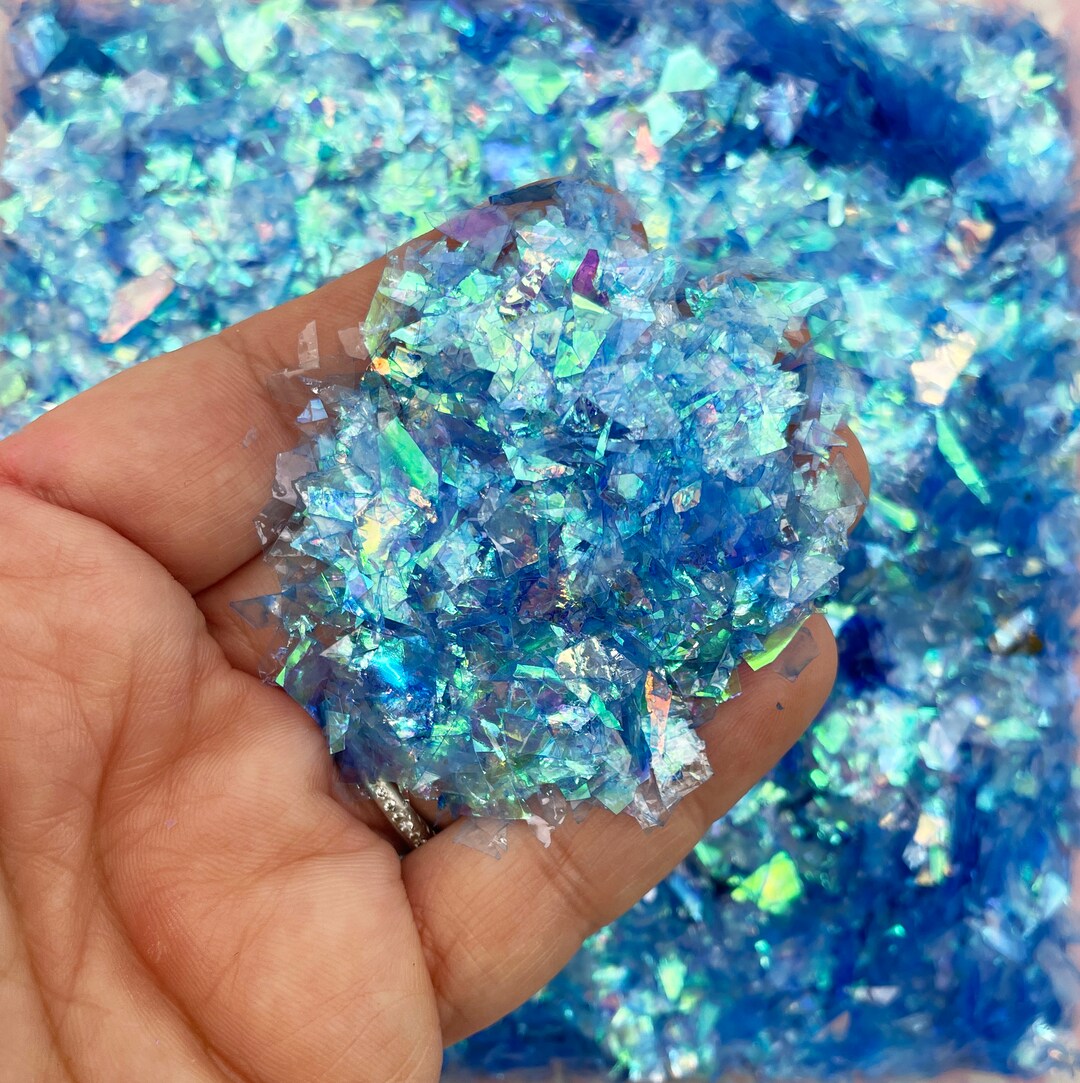 10 or 50 Grams Dark Blue Cellophane Solvent Resistant Iridescent Chunky ...