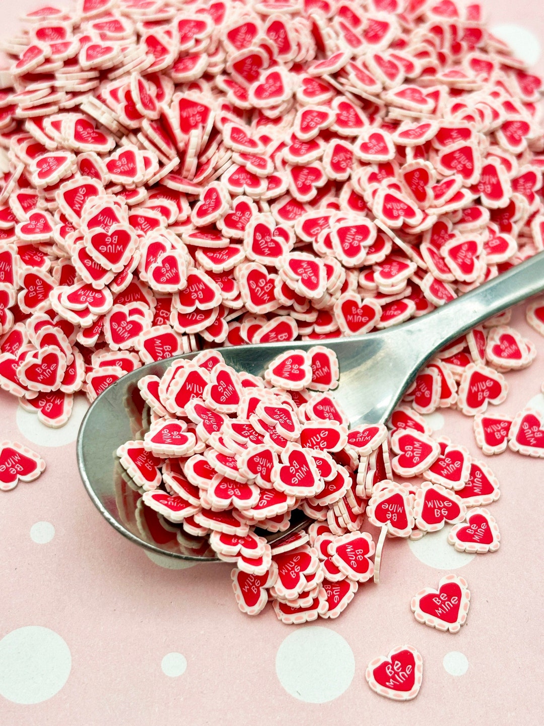 5mm Red BE MINE Old Fashioned Heart Valentines Polymer Clay Sprinkles ...