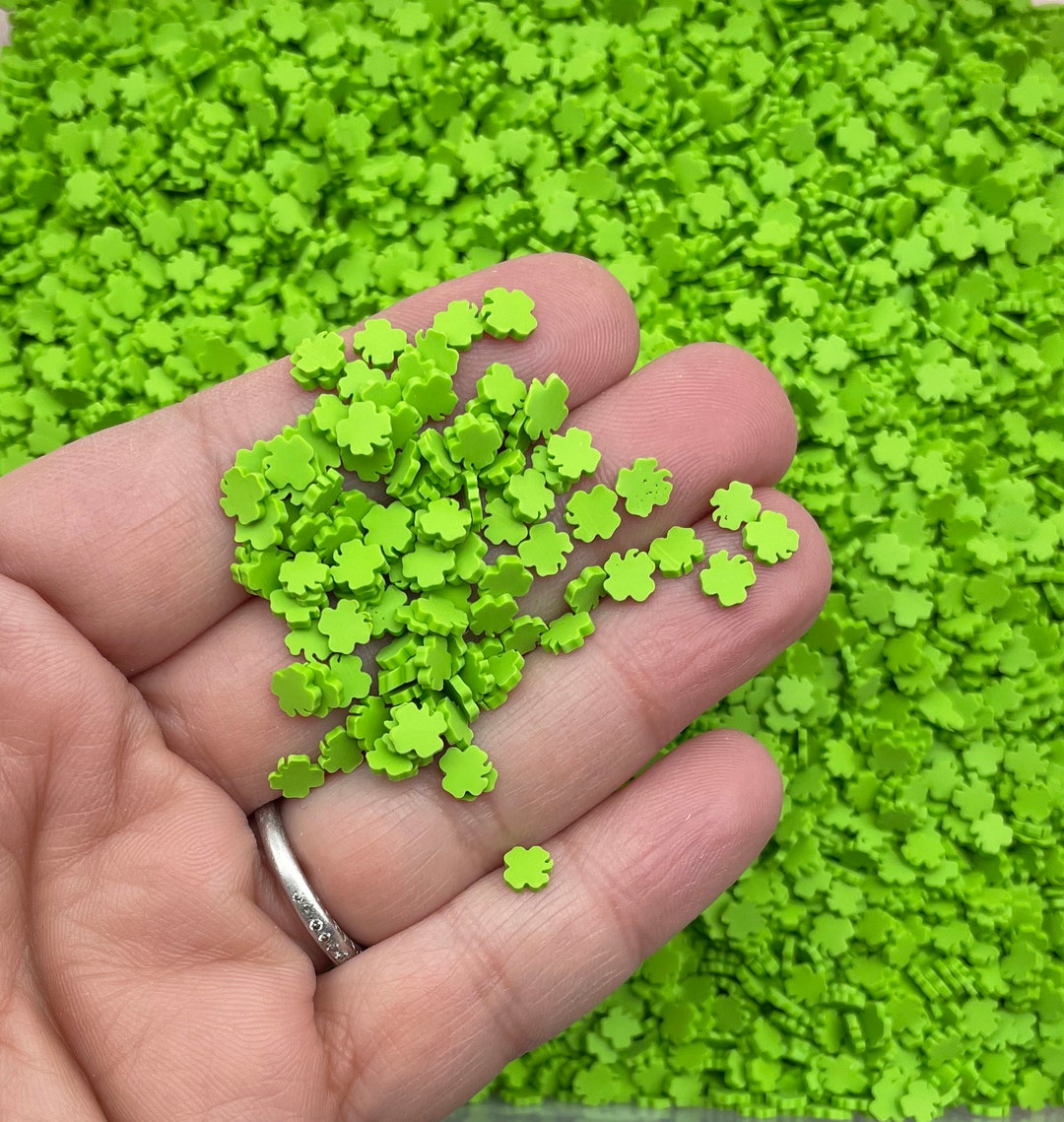Green Polymer Clay Clover Shamrock Sprinkles, Fimo Fake Sprinkle Mix ...