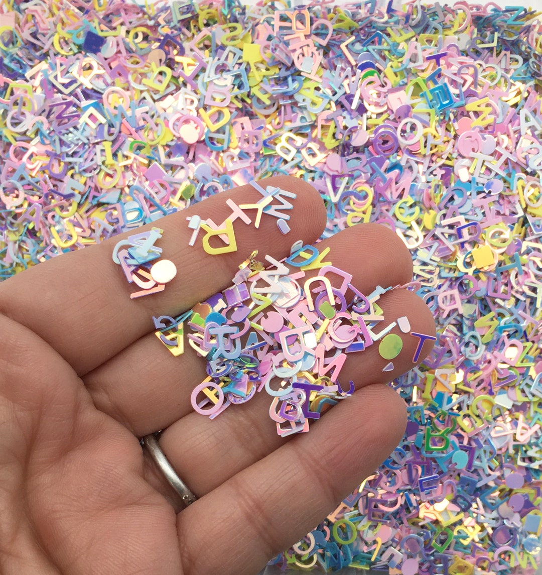 Multicolor Pastel Holographic Alphabet Glitter, Letter Glitter, Nail ...
