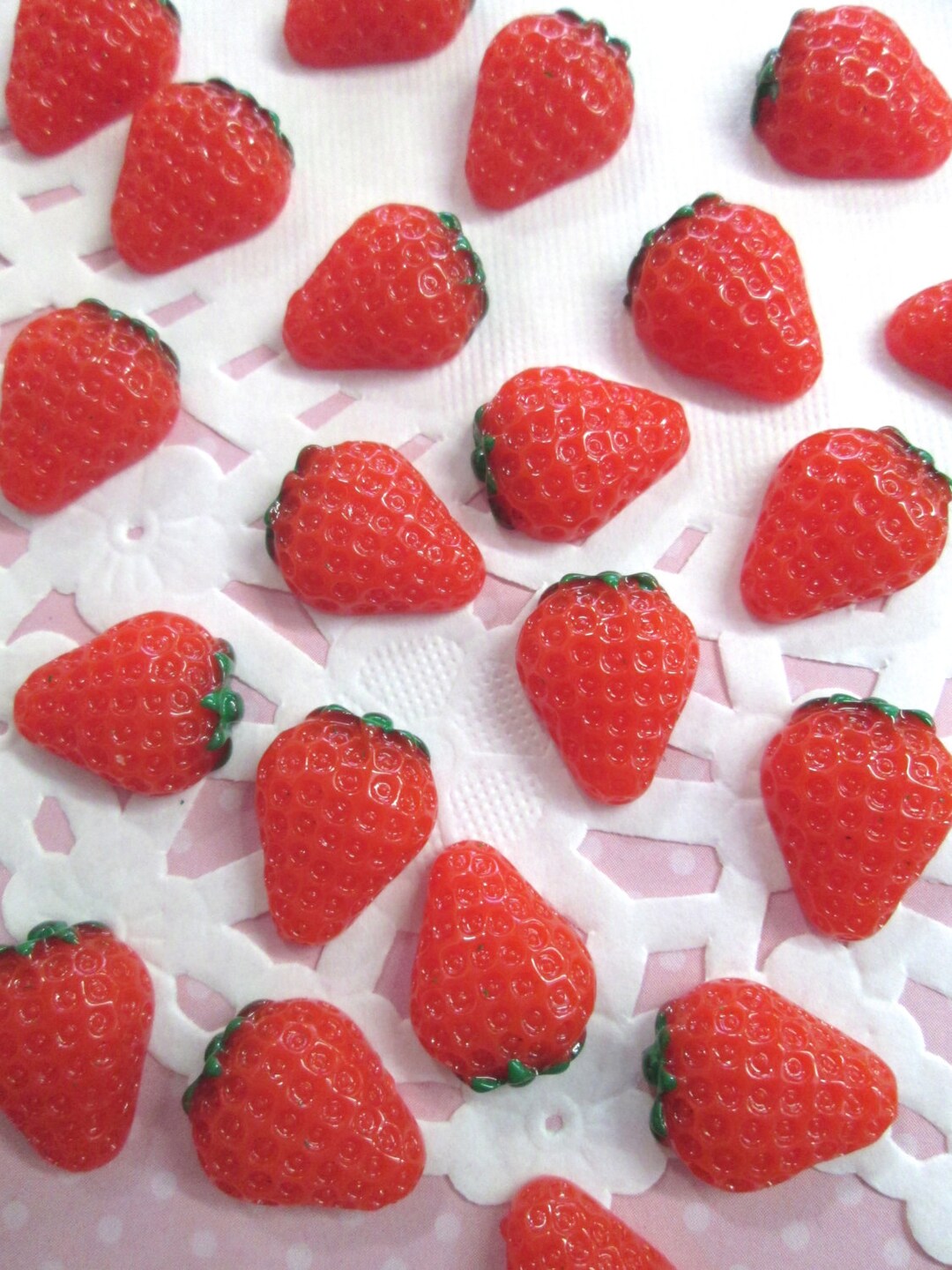 8 Cute Strawberry Kawaii Cabochons, Cute Fruit Decoden Cab 801a - Etsy