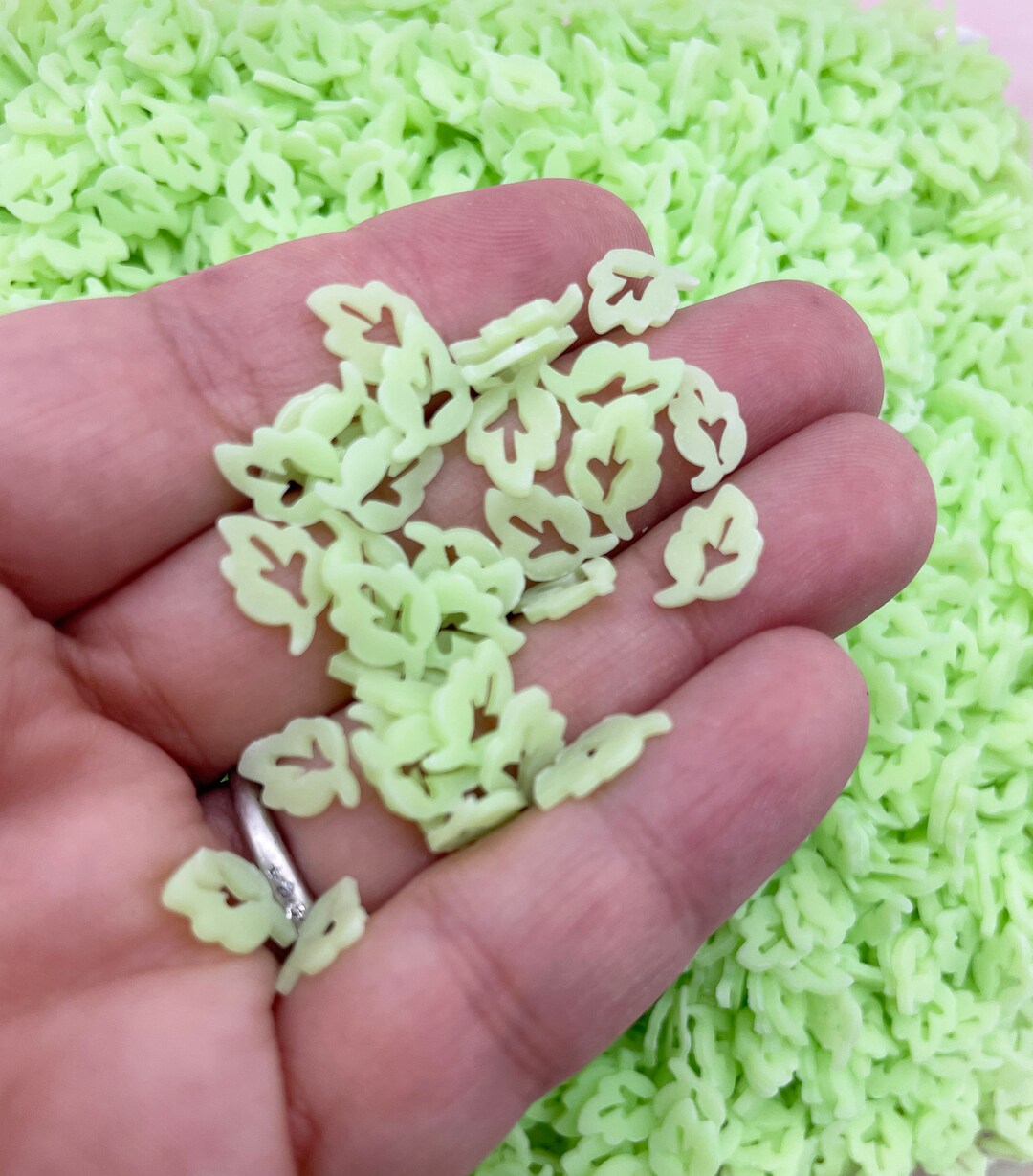 Glow in the Dark Spring Green Polymer Clay Leaf Sprinkles, Table ...