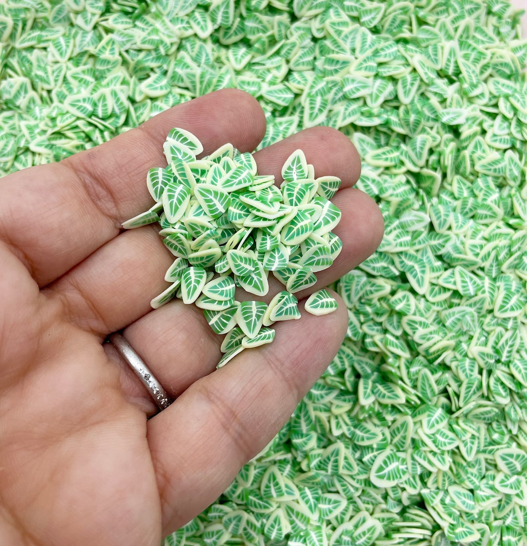 Spring Green Polymer Clay Leaf Sprinkles, Fimo Fake Sprinkle Mix ...