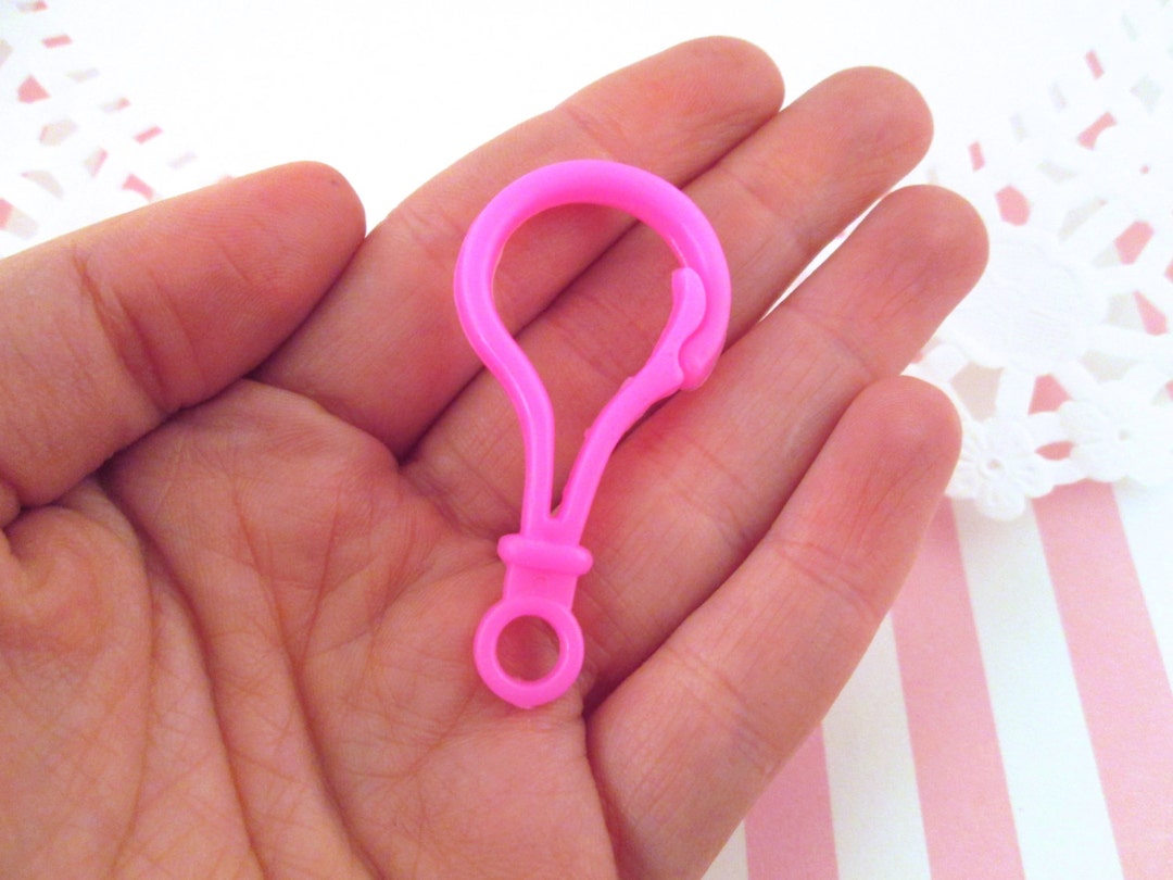 10 Hot Pink 50mm Acrylic Plastic Key Chain Holders Keychain Clasps ...