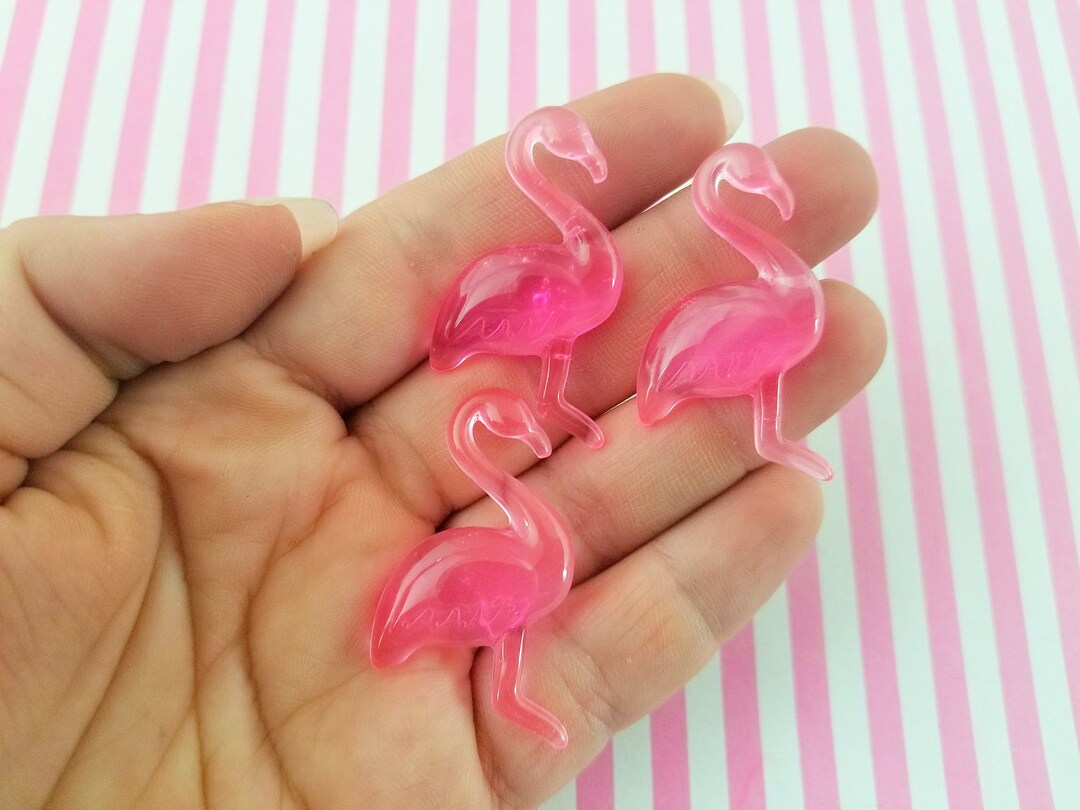 3 Neon Pink Flamingo Cabochons, Acrylic Cabs, #1056d - Etsy