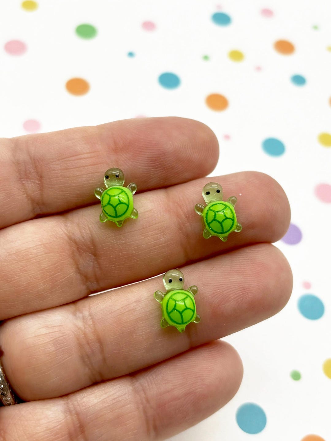 20 Flatbacked Resin Turtle Cabochons, Turtle Cabs, Flat Backed Acrylic ...