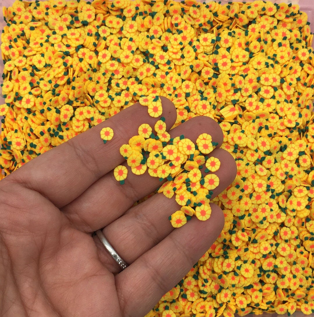 Yellow Polymer Clay Daisy Flower Sprinkles, 5mm Fimo Fake Bake Resin ...