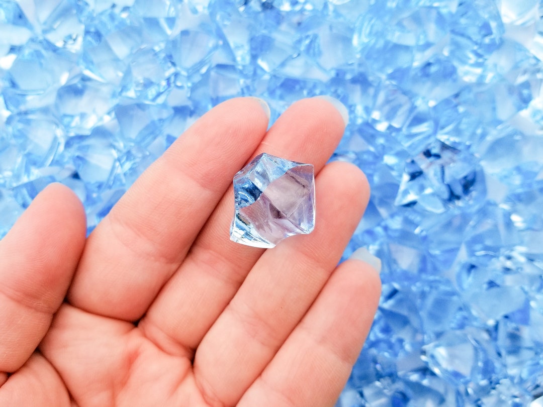 50g LARGE Clear Blue Acrylic Gemstone Chunks, Resin Gem Stones, Faux ...