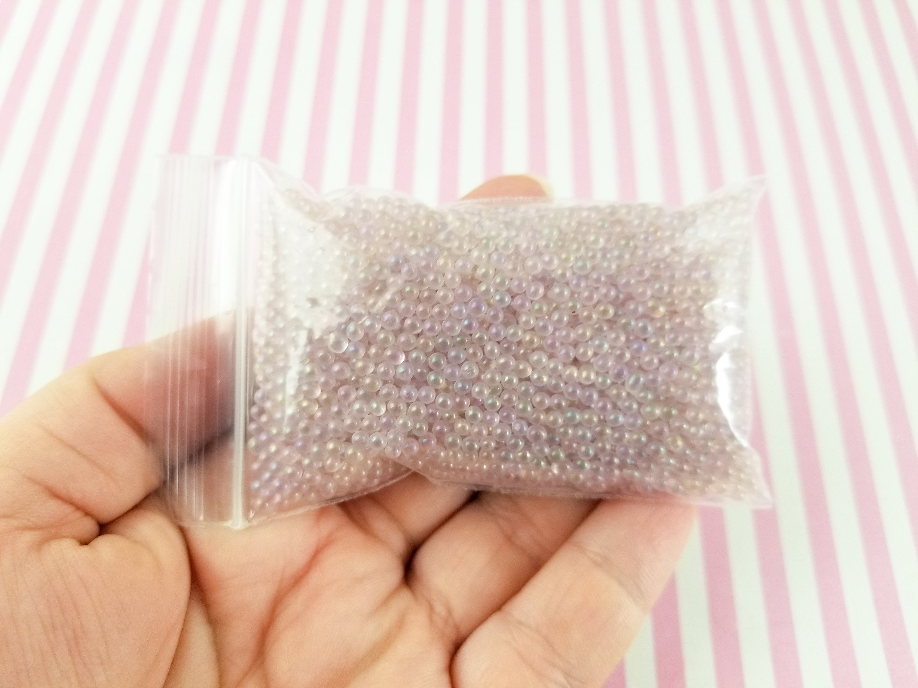 Iridescent Light Pink Clear Glass Assorted ROUND Microbeads, 2-2.5mm No ...