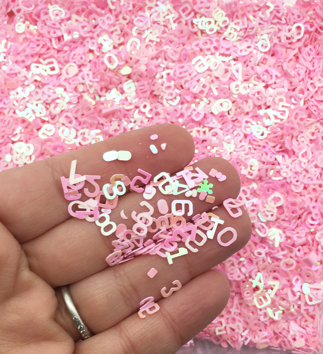 Pink Ab Shift Holographic Number Glitter, Numeral Glitter, Nail Art ...