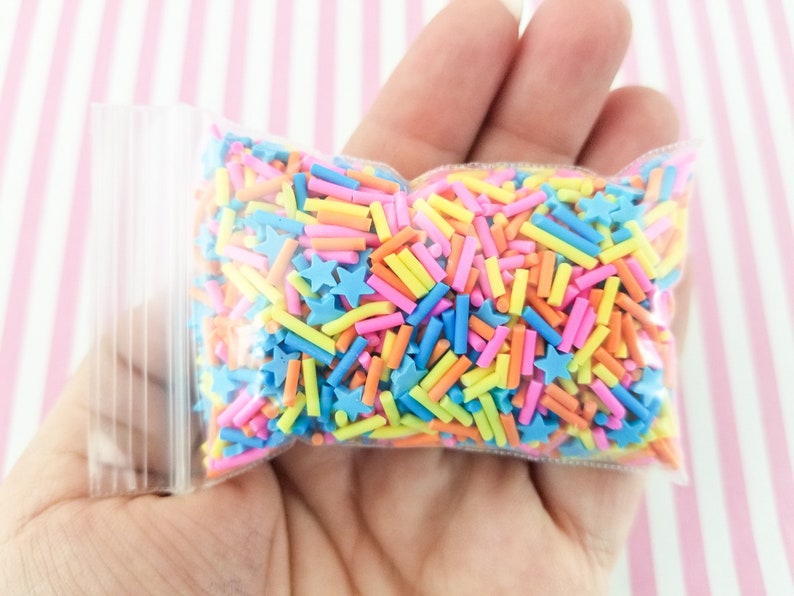 ARCADE Polymer Clay Bright Sprinkles With Blue Stars, Decoden Fake Bake ...