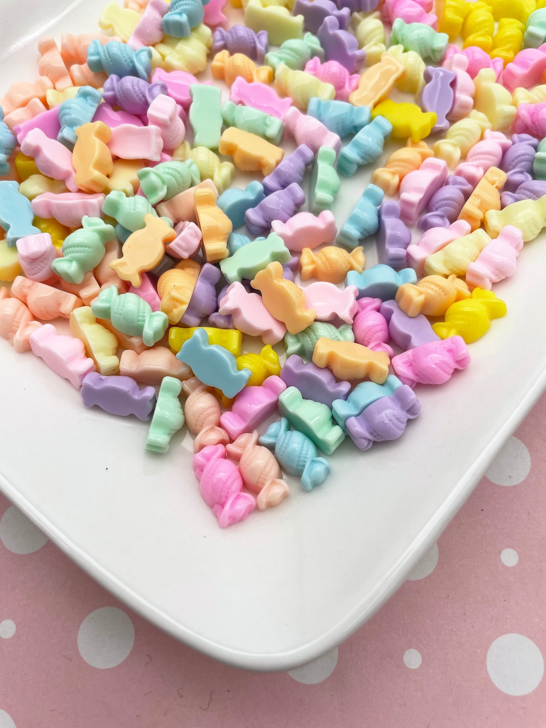 18 Tiny Assorted Pastel Taffy Decoden Cabochons, Matte Candy Cabochons ...
