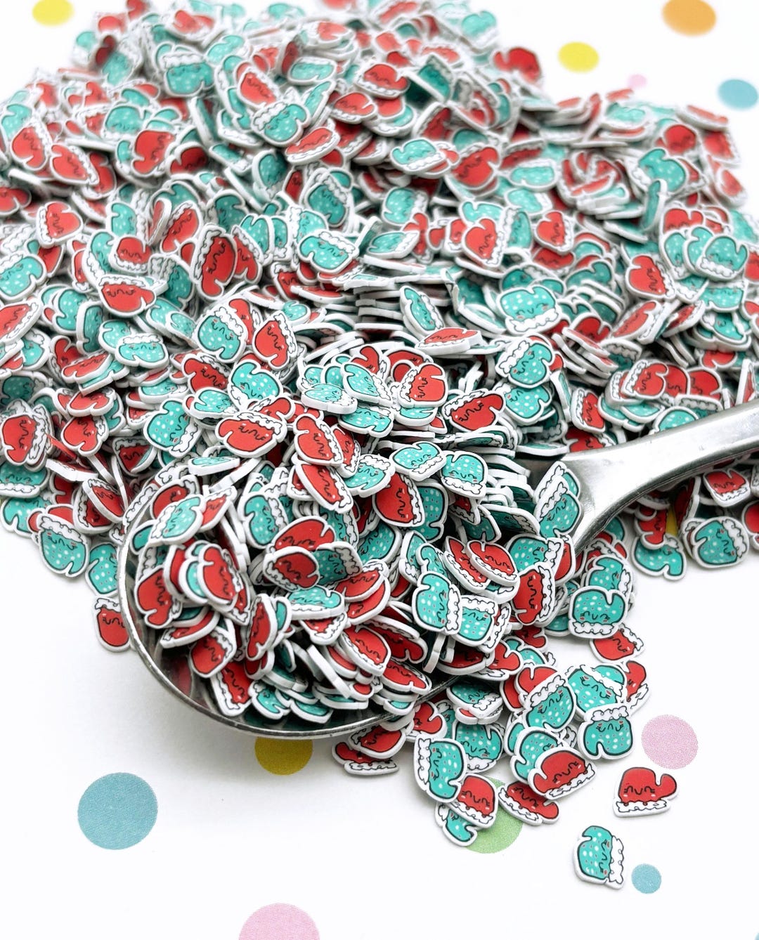 Small Christmas Mitten Sprinkle, Polymer Clay Slices, Holiday Saint ...