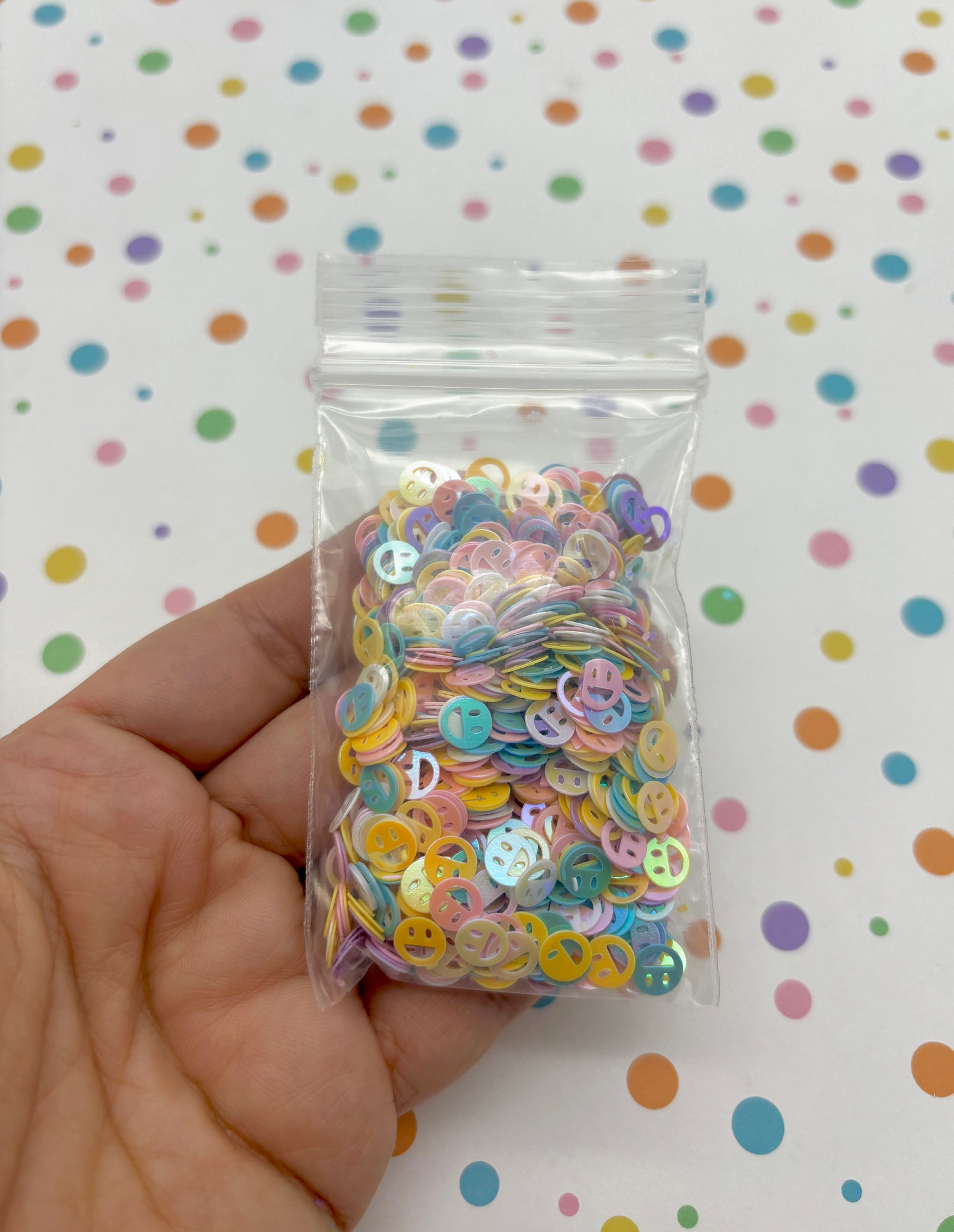 Colorful Pastel Rainbow Iridescent Shift 6mm Smile Face Glitter, Smiley ...