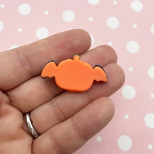 4 Cute Pumpkin Bat Jack O'lantern Halloween Cabochons, Matte Flat ...
