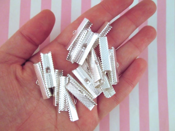 25 Silver Ribbon Crimps Ribbon Clips 8x25mm 1 Inch Ribbon | Etsy