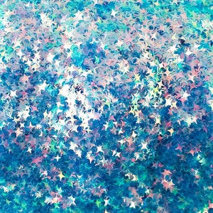 Clear Blue Iridescent Shift 4 Point Star Glitter, Confetti Glitter, AB ...