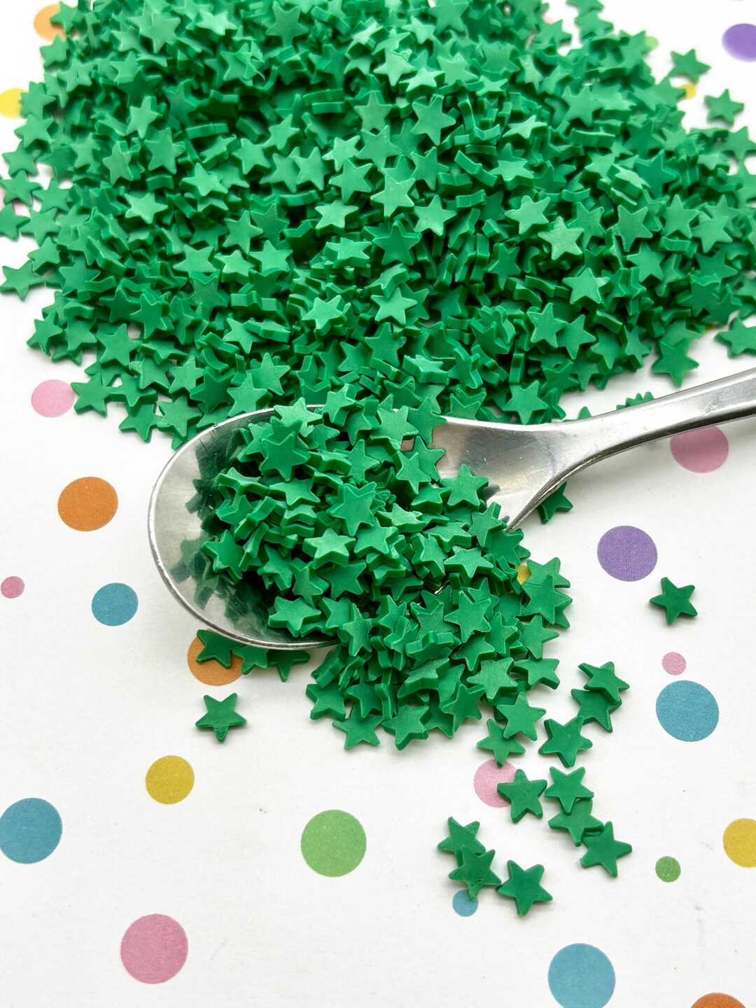 FOREST GREEN STAR Polymer Clay Fake Bake Sprinkles, Fimo Decoden Table ...