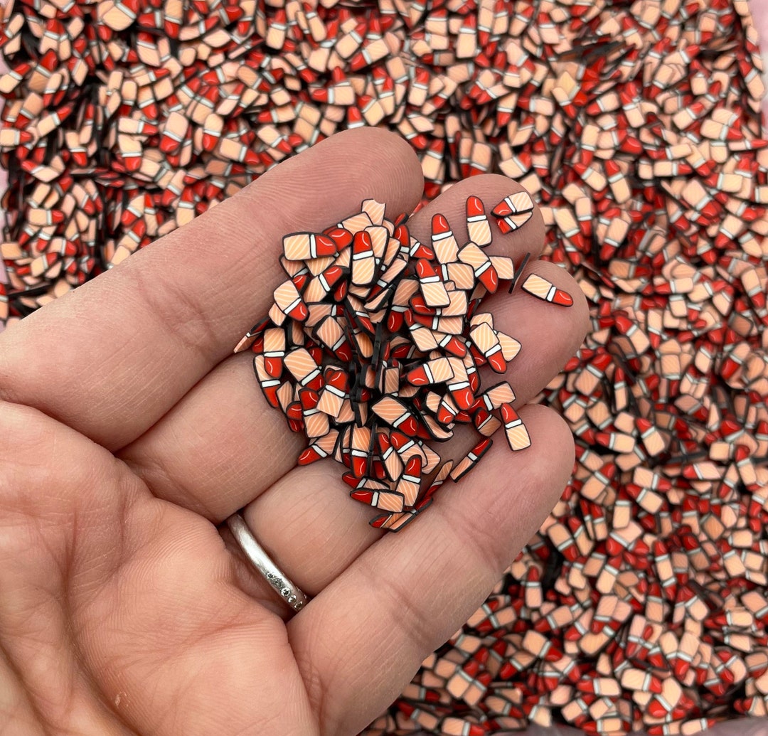 Smaller Red Lipstick Makeup Polymer Clay Non Edible Sprinkles, Fake ...