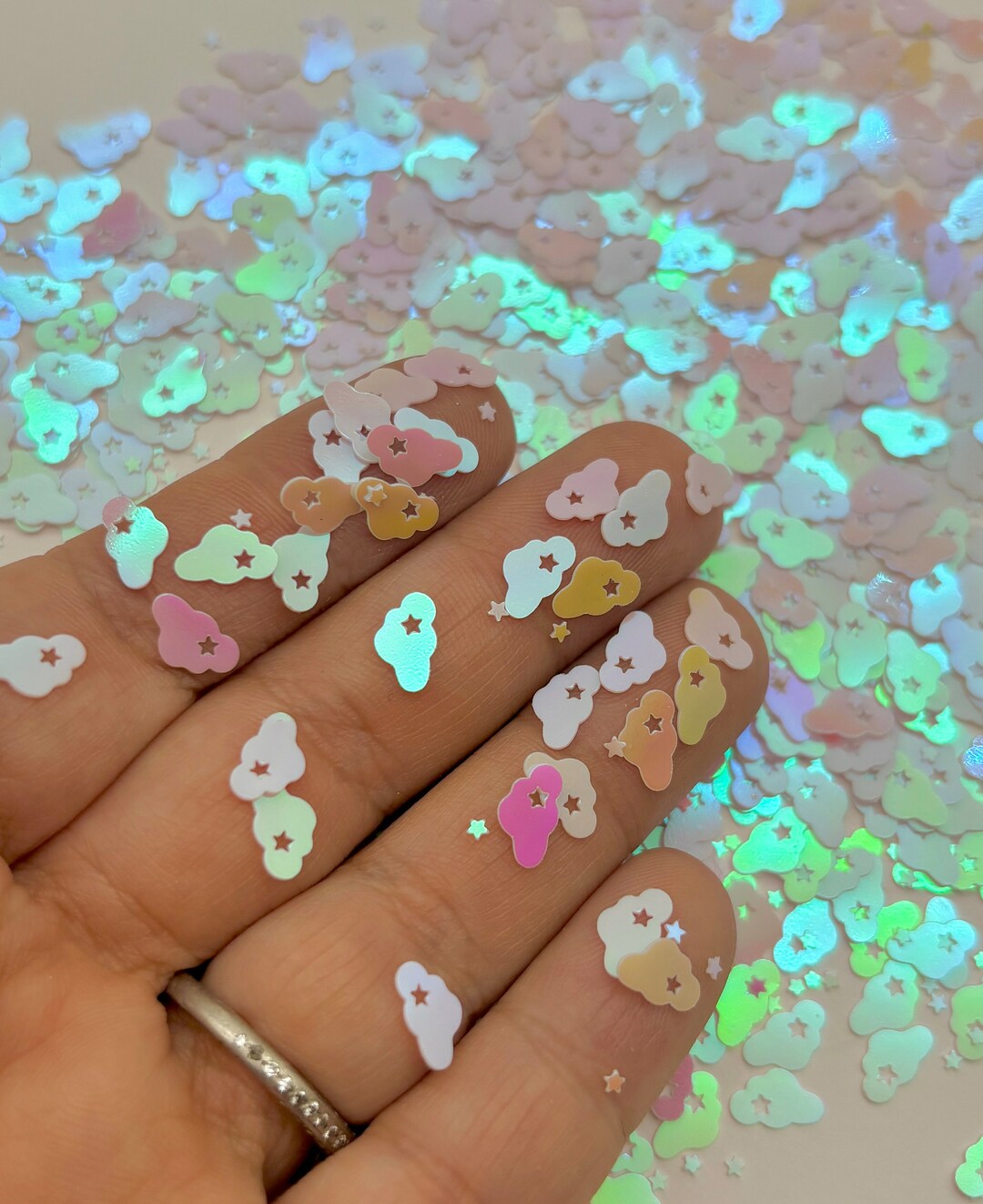 Arctic White 8mm Cloud Glitter Confetti, Cloud Table Scatter, Sequin ...