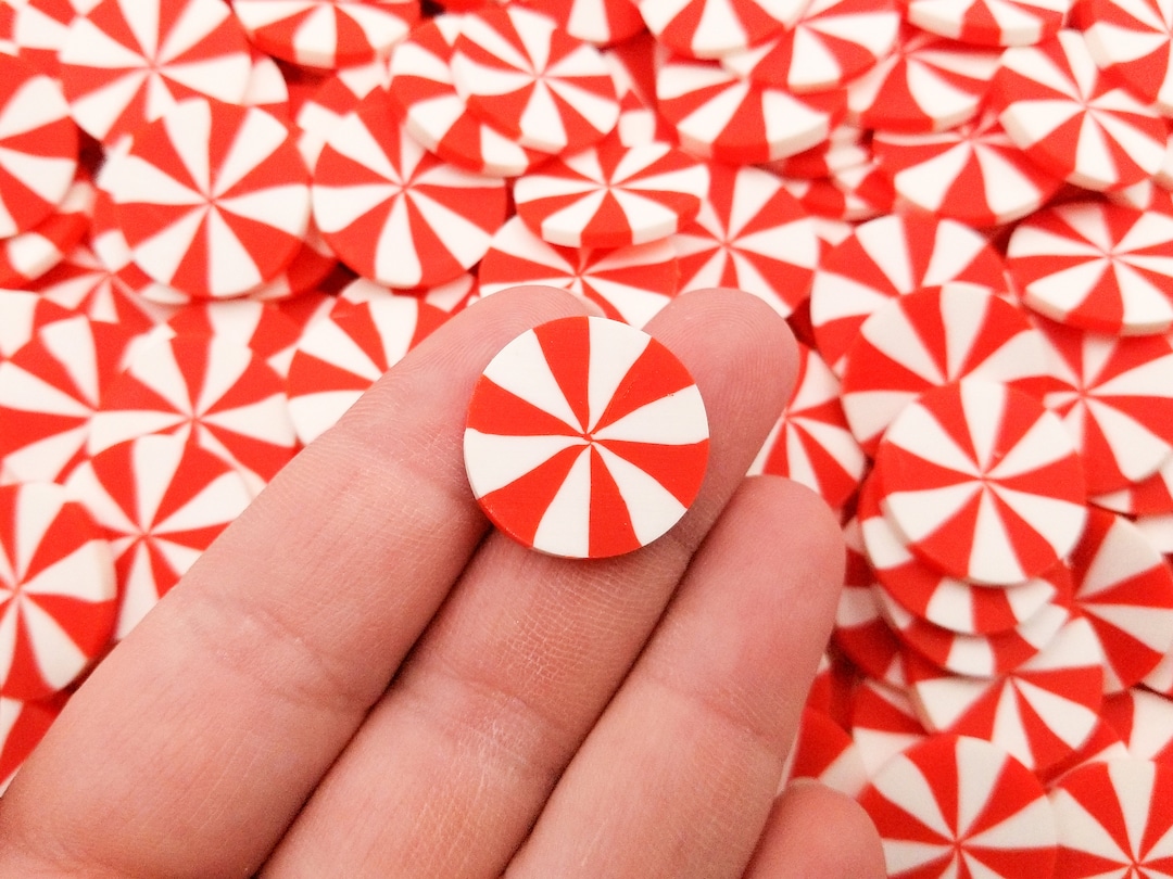 10 Large Jumbo Red 20mm Peppermint Starlight Mint Candy Cabochons, Thin ...