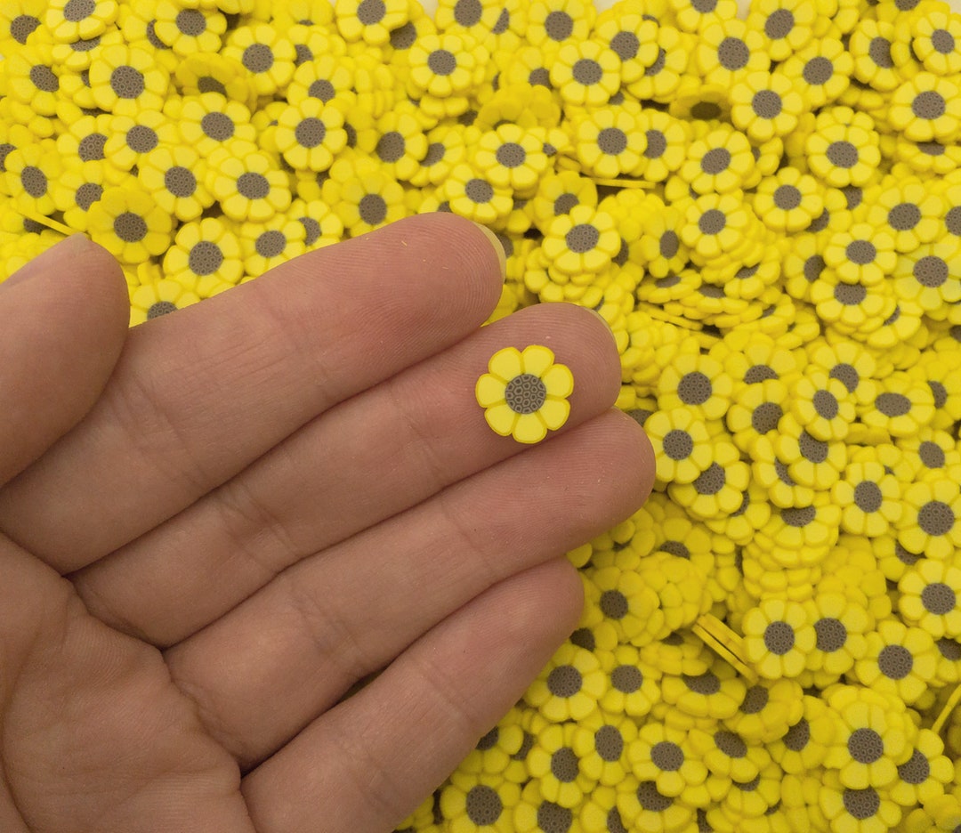 Larger Size Yellow Sun Flower Sprinkles, Fimo Fake Flower Slices, Resin ...