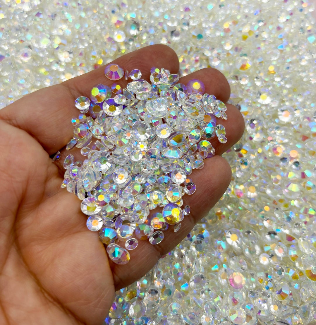 Clear Multi-size AB Transparent Jelly Rhinestones, Flat Backed Resin ...