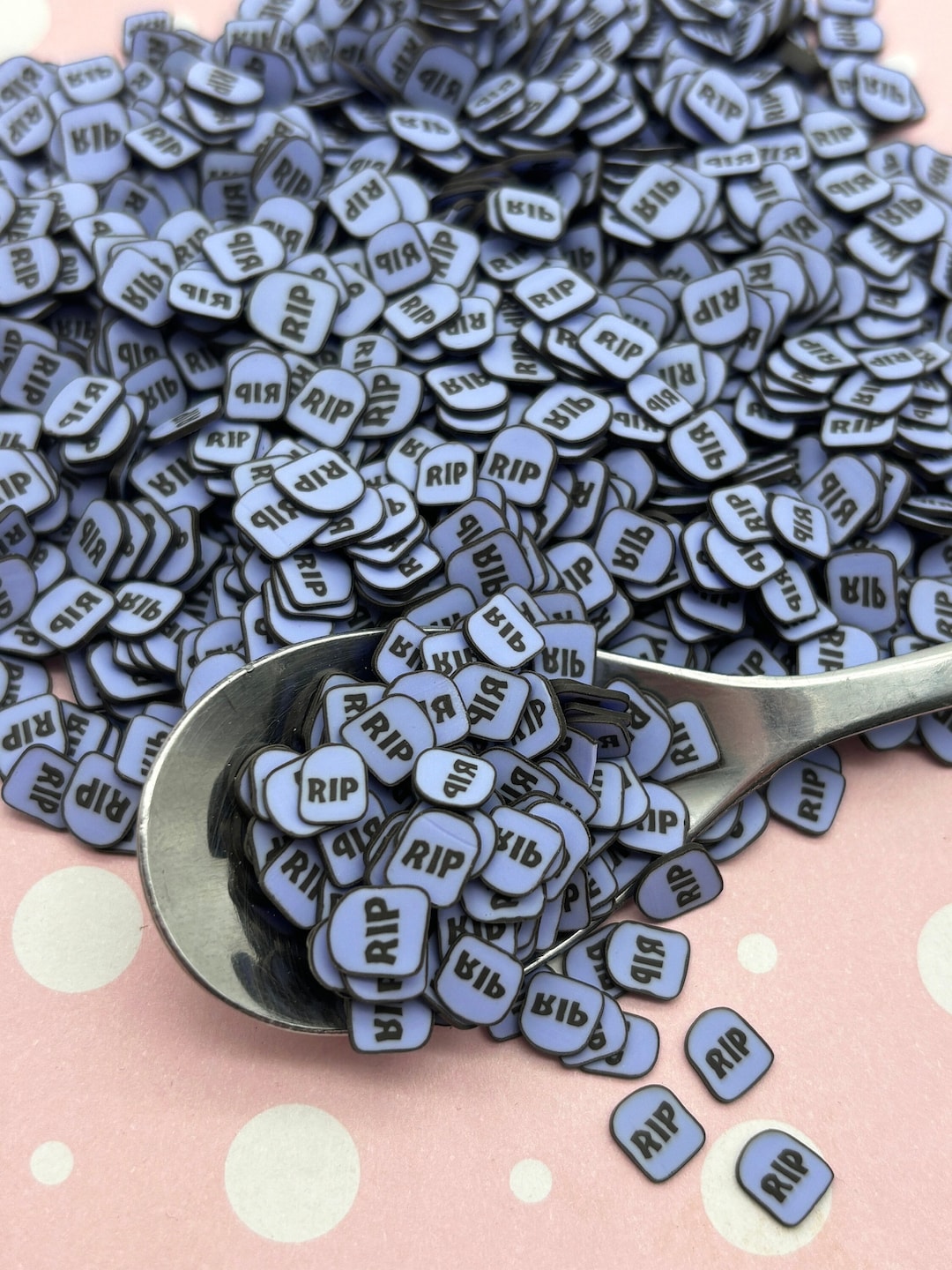 Small Spooky Violet Grey RIP Halloween Tombstone Headstone Polymer Clay ...