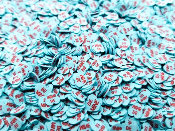 Small Blue Conversation Heart Mix Polymer Clay Valentine Heart | Etsy