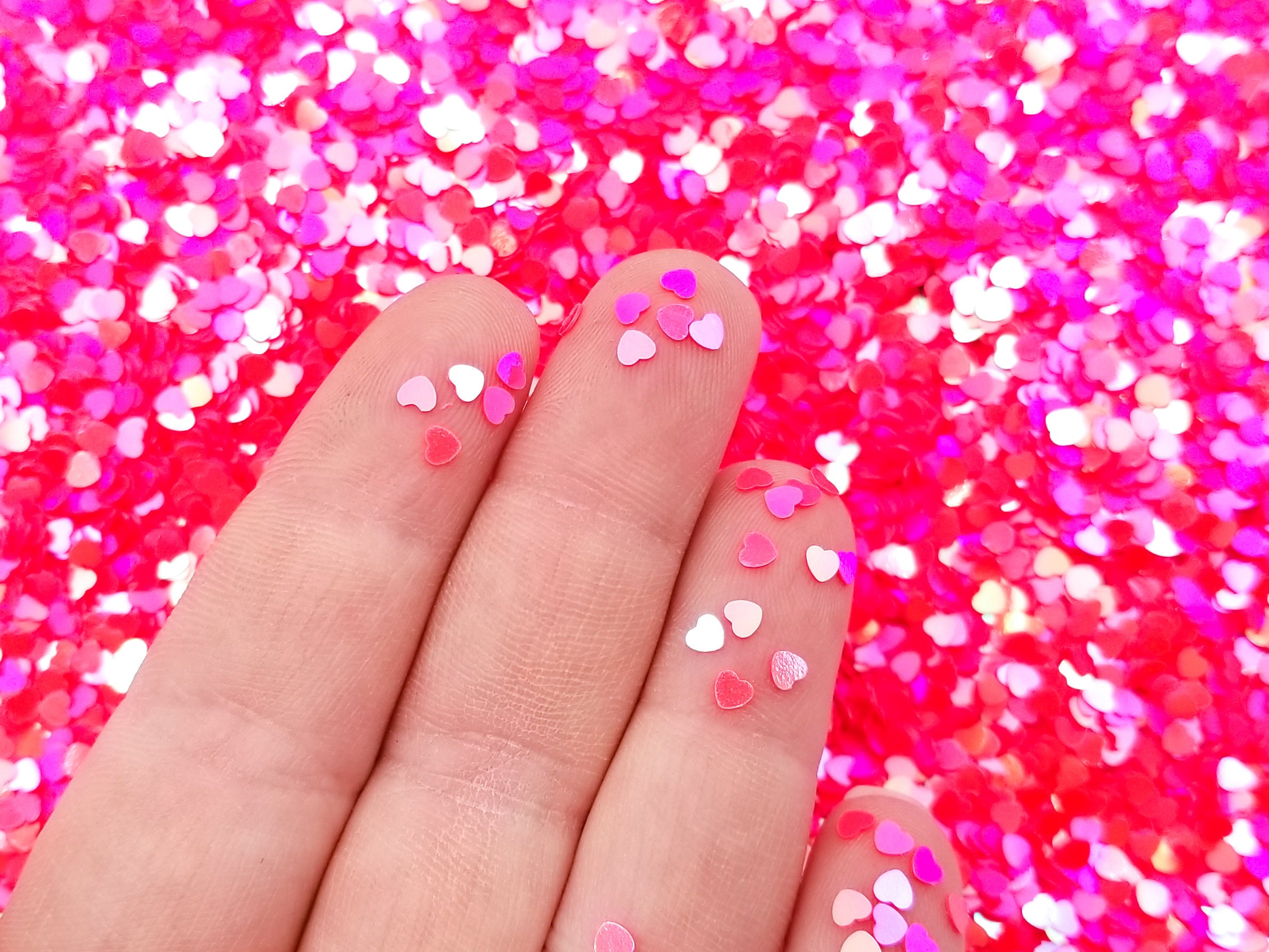 Neon Pink Iridescent Shift Heart Glitter Solid Heart Glitter | Etsy