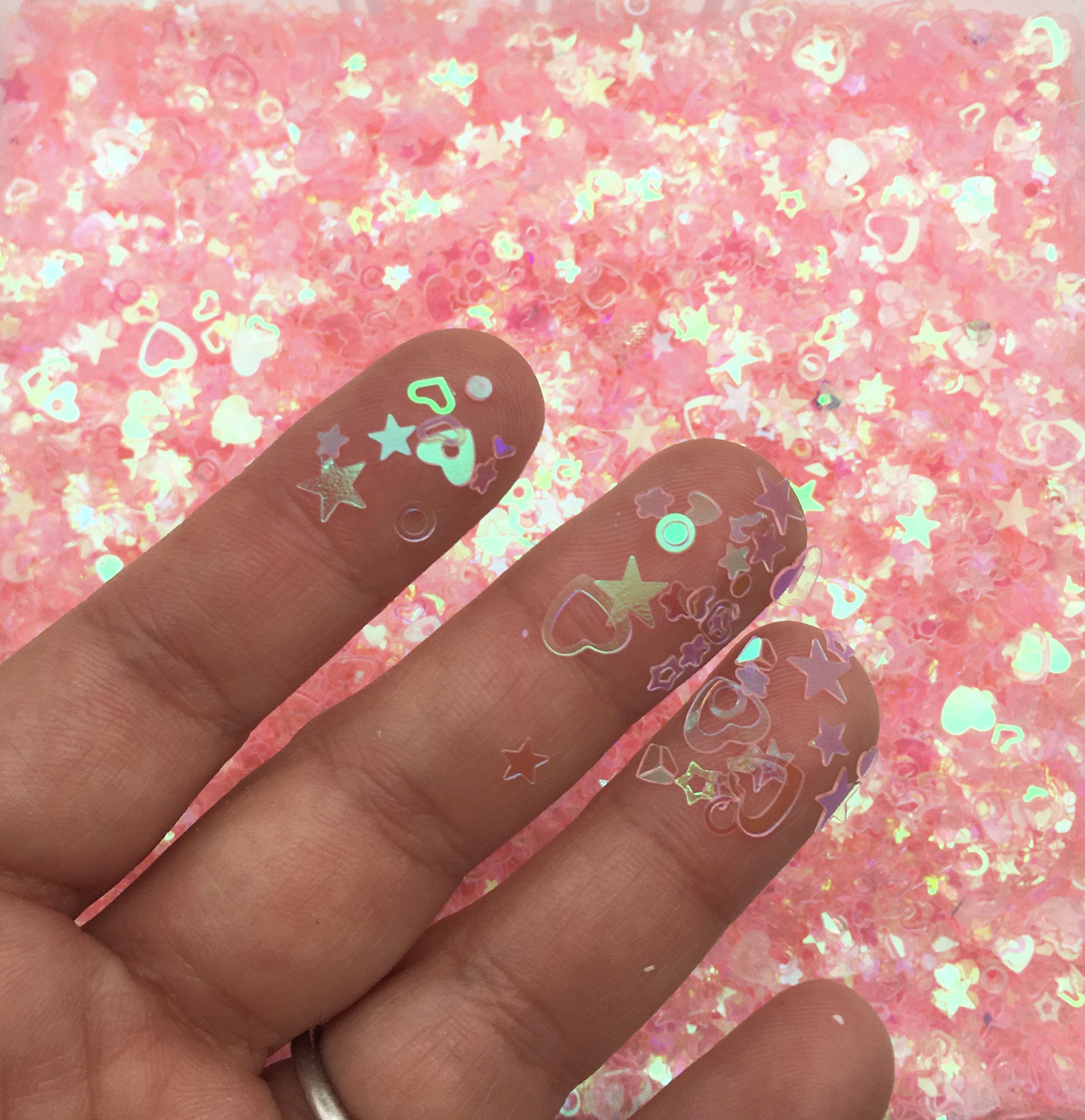 Iridescent Pink Transparent Assorted Shape Glitter Pick Your | Etsy