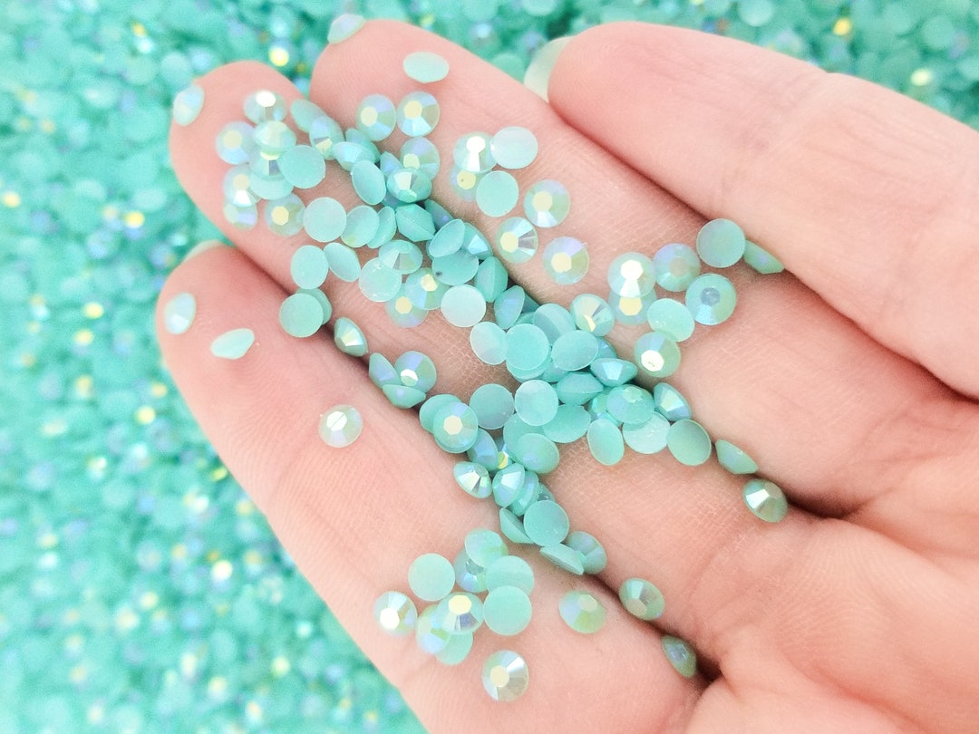 4mm AB Jelly Round Resin Flatbacked Rhinestone Cabochons, Baby Blue ...