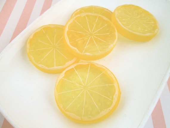 Realistic Big Lemon Slice Cabochons Fruit Slices Citrus - Etsy