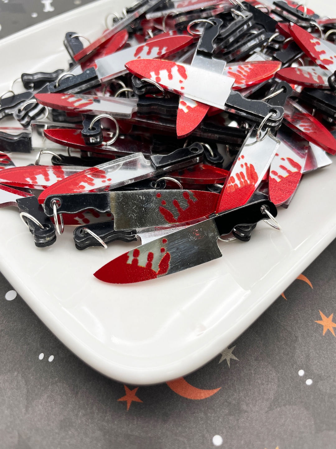 3 Miniature Acrylic Serial Killer Bloody Knife Cabochon Pendant, Spooky ...