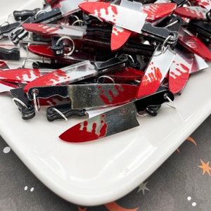 3 Miniature Acrylic Serial Killer Bloody Knife Cabochon Pendant, Spooky ...