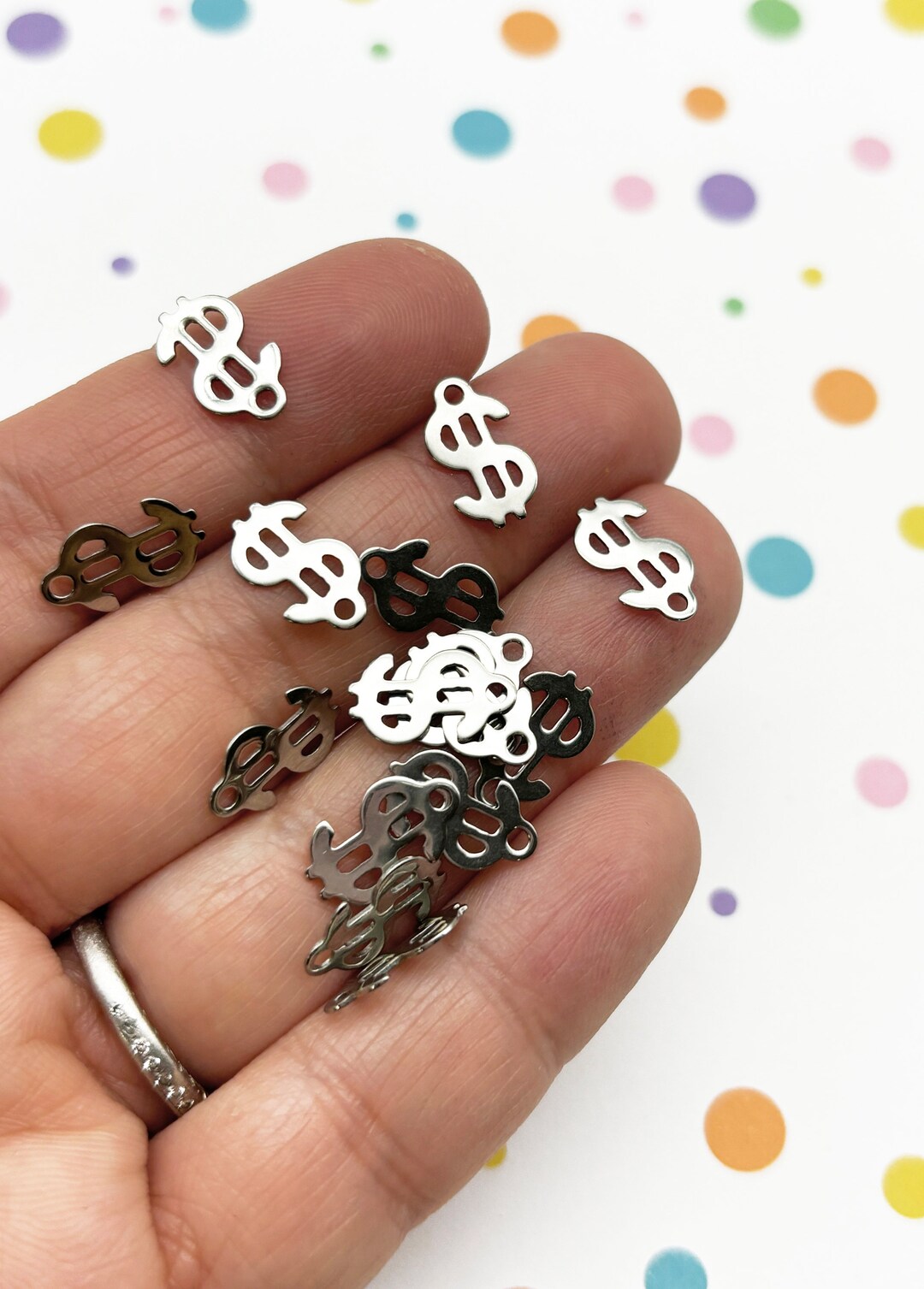 30 Stainless Steel Dollar Sign Charms, 13mm Money Sign Pendants , F338 ...